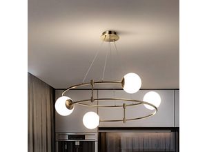 4251110033952 - Kronleuchter Modernes Design Metall 4 Lichter Glas Kugeln Balance | Gold