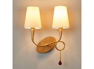 8435153235474 - Mantra Iluminación Wandleuchte Paola 2fl gold mit Textilschirmen