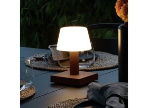 7318308259727 - Kleine LED Outdoor Akku Tischleuchte MONACO per USB aufladbar Rostoptik H 19cm