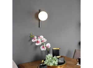 4250294317070 - - Außergewöhnliche Wandlampe pluto Schwarz 1 flammig - Kugel Opalglas Weiß