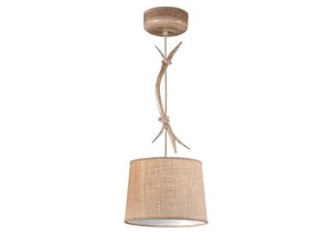 8435153264108 - Inspired Lighting - Inspired Mantra Fusion Sabina Sabina-Pendelleuchte 30 cm rund 1 x E27 (max 20 w) Holzimitat Leinenschirm