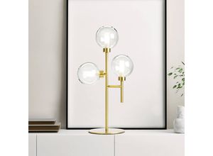 8050612949466 - Tischleuchte Dom 3-flammig klar gold Höhe 55 cm Glas