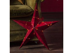 7391482040374 - Dekostern Velvet mit Dew Drop LED-Lichterkette rot