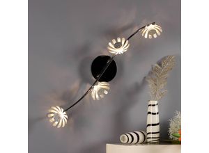 4250294313539 - - Vierflammige led Deckenleuchte bloom aus Metall in Blattsilber mit Blumen Motiv