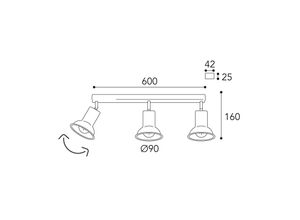 8021035015601 - Moretti Luce Deckenlampe Genziana 1421E27 3-flg messing antik