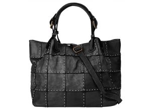 4260543059514 - Shopper SAMANTHA LOOK Damen Gr B H T 36cm x 26cm x 19cm onesize schwarz Leder leicht glänzend unifarben Taschen echt Leder Made in Italy