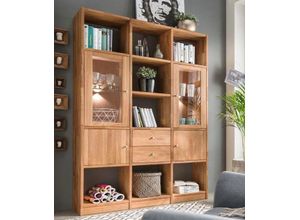 4067474172493 - Regalelement HOME AFFAIRE Ecko Regale Gr B H T 136 cm x 202 cm x 34 cm 14 St beige (naturfarben) Bücherwand Regal Regalsystem Standregal Regalsysteme Regale aus schönem massivem Wildeichenholz Breite 136 cm