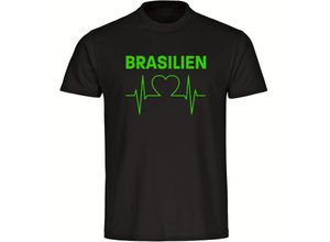 4068859285203 - multifanshop Herren T-Shirt - Brasilien - Herzschlag - Druck gelb - Männer