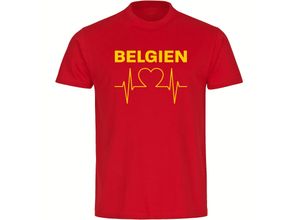 4068859283537 - multifanshop Kinder T-Shirt - Belgien - Herzschlag - Druck gelb - Kind