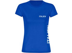 4068859416379 - multifanshop Damen T-Shirt - Italien - Brust & Seite - Druck weiß - Frauen