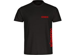 4068859086077 - multifanshop Herren T-Shirt - Nürnberg - Brust & Seite - Druck rot - Männer