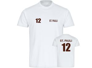 4068859192129 - multifanshop Herren T-Shirt - St Pauli - Trikot Nummer 12 - Druck braun - Männer