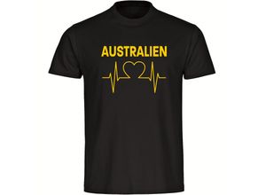 4068859278762 - multifanshop Kinder T-Shirt - Australien - Herzschlag - Druck gelb - Kind