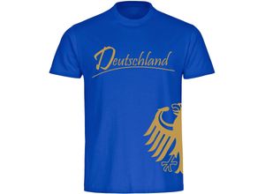 4068859259471 - multifanshop Kinder T-Shirt - Deutschland - Adler seitlich Gold - Druck gold metallic - Kind