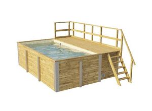 4004581525064 - Weka Massivholzpool-Set Sand 595 Gr 1 400 x 301 x 116 cm inkl Sandfilteranlage