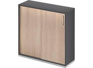 4251898813920 - Genius Schiebetürenschrank TETRIS WOOD 3 OH B 1200 mm inkl Stahlsockel graphit Eiche