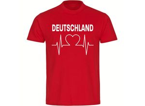 4068859249175 - multifanshop Herren T-Shirt - Deutschland - Herzschlag - Druck weiß - Männer