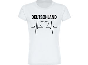 4068859264680 - multifanshop Damen T-Shirt - Deutschland - Herzschlag - Druck schwarz - Frauen