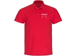 4068859263492 - multifanshop Poloshirt - Deutschland - Herzschlag - Druck weiß - Polo