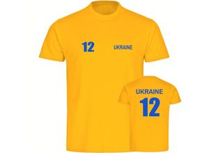 4068859298937 - multifanshop Kinder T-Shirt - Ukraine - Trikot Nummer 12 - Druck blau - Kind