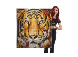 4052826182480 - Wandbild Tiger 100% handgemaltes Ölgemälde Gemälde XL 100x90cm