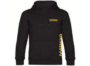 4068859186449 - multifanshop® Kapuzen Sweatshirt - Dortmund - Brust & Seite - Druck gelb - Hoodie