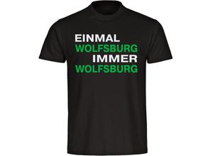 4068859180942 - multifanshop Herren T-Shirt - Wolfsburg - Einmal Immer - Druck grün - Männer