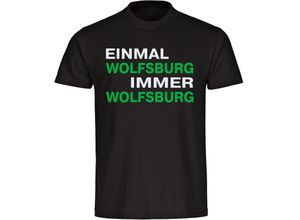 4068859180997 - multifanshop Herren T-Shirt - Wolfsburg - Einmal Immer - Druck grün - Männer