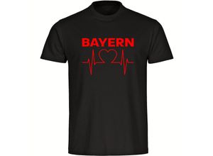 4068859102593 - multifanshop Herren T-Shirt - Bayern - Herzschlag - Druck rot - Männer