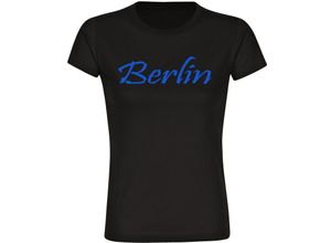 4068859064822 - multifanshop Damen T-Shirt - Berlin blau - Schriftzug - Druck blau - Frauen