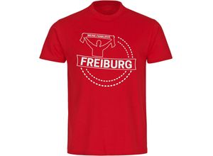4068859135898 - multifanshop Herren T-Shirt - Freiburg - Meine Fankurve - Druck weiß - Männer