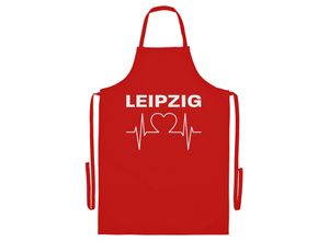 4068859112783 - multifanshop Grillschürze - Leipzig - Herzschlag - Druck weiß - Schürze