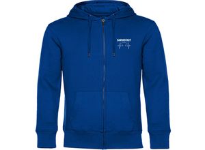 4068859035976 - multifanshop Kapuzen Sweatshirt Jacke - Darmstadt - Herzschlag - Druck weiß - Sweat