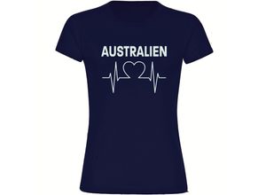 4068859277819 - multifanshop Damen T-Shirt - Australien - Herzschlag - Druck weiß - Frauen