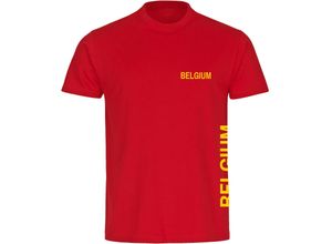 4068859337230 - multifanshop Herren T-Shirt - Belgium - Brust & Seite - Druck gelb - Männer