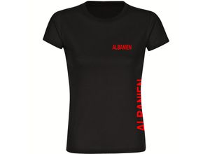 4068859449438 - multifanshop Damen T-Shirt - Albanien - Brust & Seite - Druck rot - Frauen
