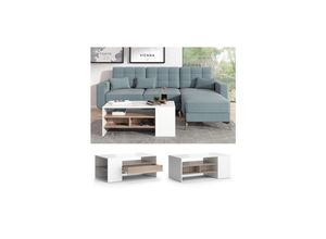 4066731052851 - Couchtisch Sofatisch Kaffeetisch Fabien Weiß Sonoma Wohnzimmer Tisch 110x45 cm modern Ablage Fach Schublade Beistelltisch Stubentisch