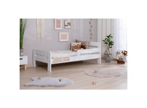 4251105970545 - TiCAA Einzelbett Kinderbett Jugendbett Bennet mit Rausfallschutz & Lattenrost für Schlafzimmer Kinderzimmer Kiefer Massivholz Bettgestell 90 100 120 x 200 cm