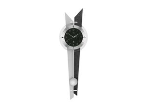 4037445140585 - Funk-Pendelwanduhr AMS F5253 silber (silberfarben schwarz) Wanduhren B L 78cm x 24cm QuarzuhrHolzgehäuseEsszimmerWohnzimmer