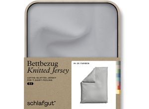 4007399472537 - Bettbezug SCHLAFGUT Knitted Jersey uni aus Bio-Baumwolle mit Elasthan Reißverschluss Bettbezüge Gr B L 155 cm x 220 cm Jersey grau (grey light) bügelfrei Mix & Match Bettwäsche passender Kissenbezug erhältlich