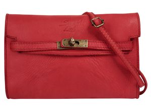4260543061579 - Umhängetasche SAMANTHA LOOK Damen Gr B H T 23cm x 16cm x 3cm onesize rot Leder vintage Taschen echt Leder Made in Italy