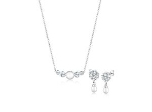 4050878480998 - Schmuckset ELLI PREMIUM mit Perle und Kristalle 925 Silber Schmuck-Sets Gr OneSize silberfarben (silber weiß) Damen Schmucksets