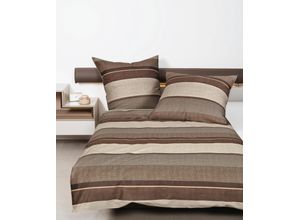 4065334060690 - Bettwäsche JANINE moments 98085 Gr B L 135 cm x 200 cm (1 St) B L 80 cm x 80 cm (1 St) Mako-Satin braun (caramel walnuss) Bettwäsche 135x200 cm mit Reißverschluss