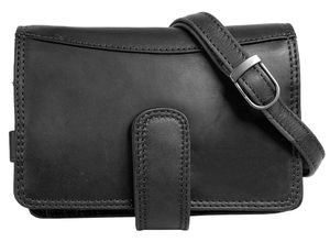 4260543033088 - Umhängetasche CLUTY Damen Gr B H T 18cm x 13cm x 9cm onesize schwarz Leder gepflegt Taschen echt Leder