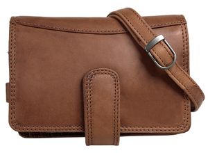 4260543033071 - Umhängetasche CLUTY Damen Gr B H T 18cm x 13cm x 9cm onesize braun (cognac) Leder gepflegt Taschen echt Leder