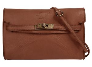 4260543061562 - Umhängetasche SAMANTHA LOOK Damen Gr B H T 23cm x 16cm x 3cm onesize braun (cognac) Leder vintage Taschen echt Leder Made in Italy