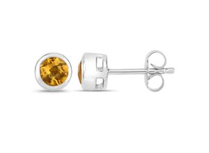 4250877762877 - Paar Ohrstecker VIRA JEWELS 925-Sterling Silber rhodiniert glänzend Citrin orange rund Ohrringe Gr ONE-SIZE 08 ct Silber 925 (Sterlingsilber) weiß (weiß orange) Damen