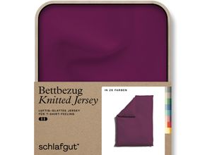 4007399472100 - Bettbezug SCHLAFGUT Knitted Jersey uni aus Bio-Baumwolle mit Elasthan Reißverschluss Bettbezüge Gr B L 135-140 cm x 200 cm Jersey lila (purple deep) bügelfrei Mix & Match Bettwäsche passender Kissenbezug erhältlich