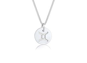 4050878556563 - Kette mit Anhänger ELLI Sternzeichen Zwillinge Astro Symbol Matt Silber Halsketten Gr 45 ohne Stein Silber 925 (Sterlingsilber) Länge 45 cm silberfarben (silber) Damen