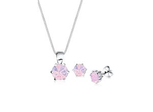 4050878543488 - Schmuckset ELLI Basic mit Kristall rund Schmuck-Sets Gr OneSize mit Stein rosa (rosa weiß) Damen